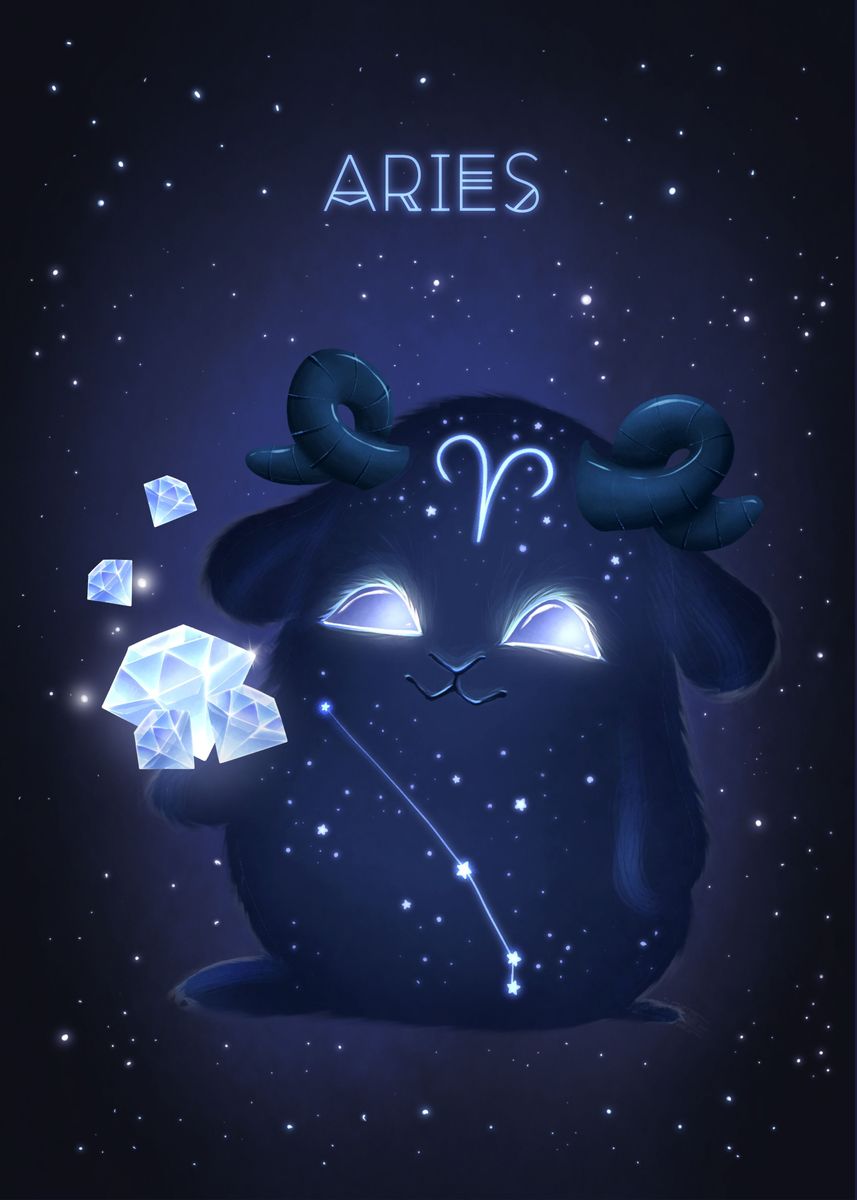 'Aries Zodiac Monster' Poster, picture, metal print, paint by Zuzana ...