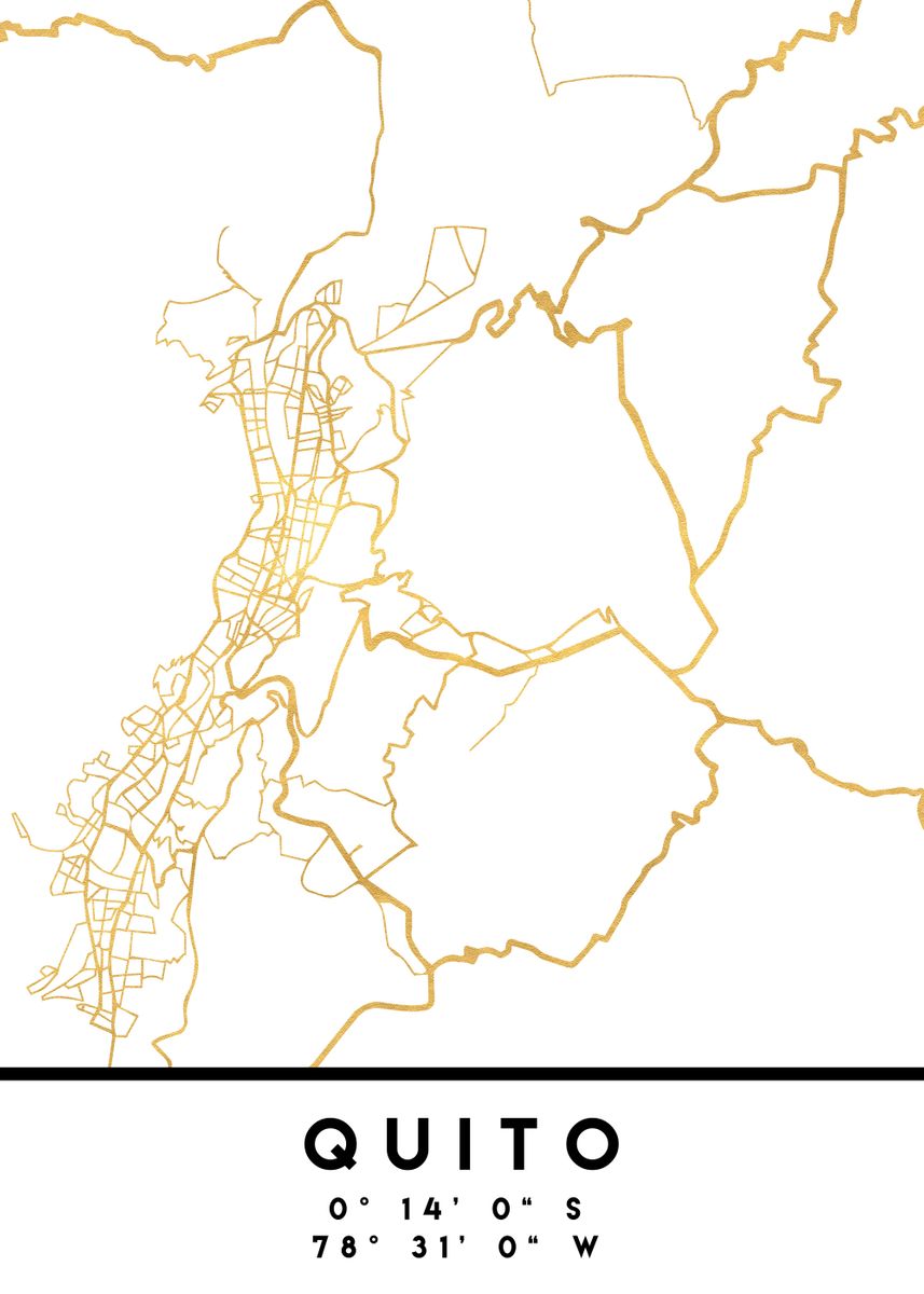 'Quito Map Ecuador' Poster, picture, metal print, paint by Emiliano ...