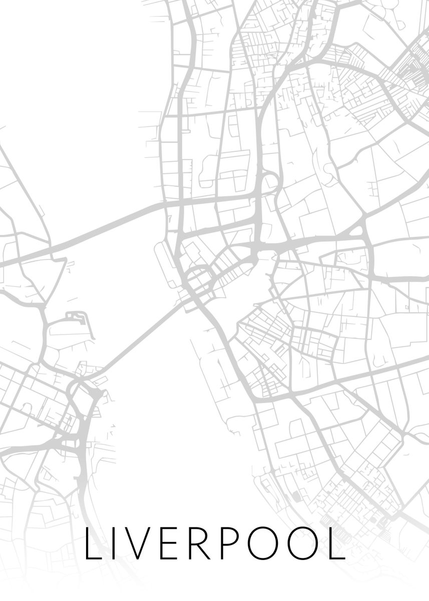 'Liverpool England City Map' Poster, picture, metal print, paint by ...