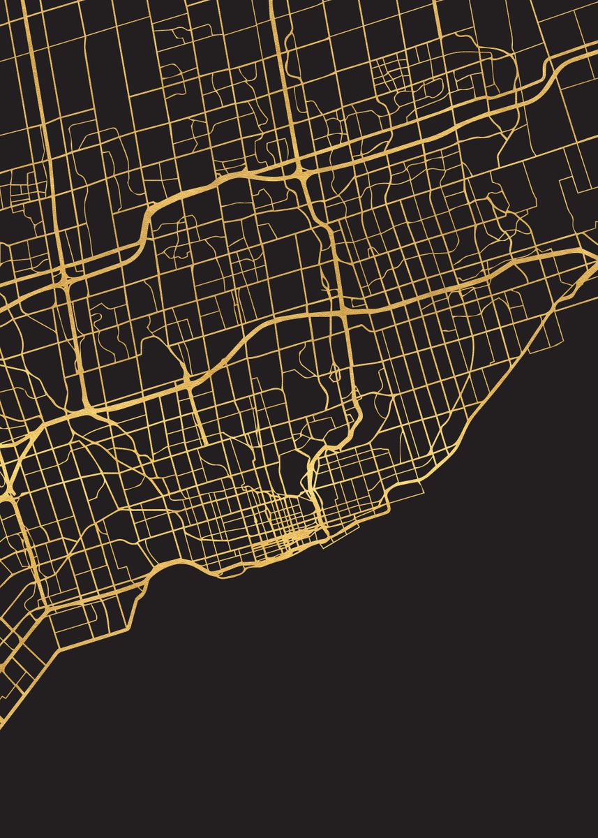 'Toronto Map Canada Gold' Poster, picture, metal print, paint by ...