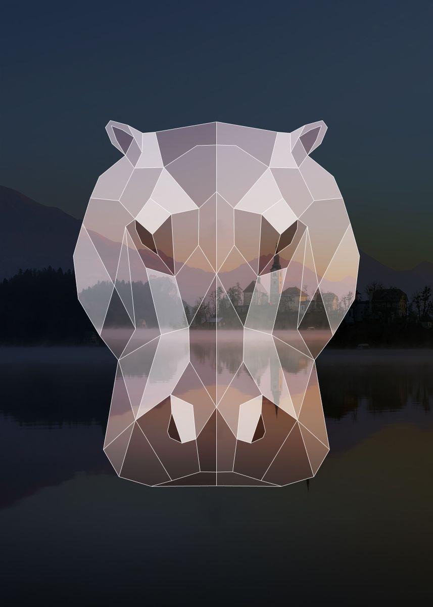 'Geometric Hippo' Poster by Jay Diloy | Displate