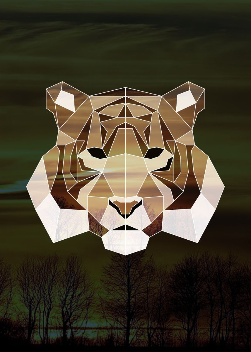 'Geometric Tiger' Poster, picture, metal print, paint by Jay Diloy ...