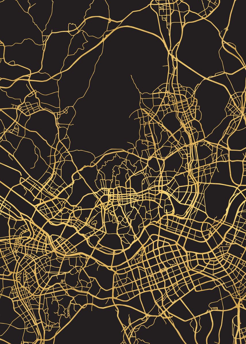 'Seoul Map South Korea Gold' Poster by Emiliano Deificus | Displate
