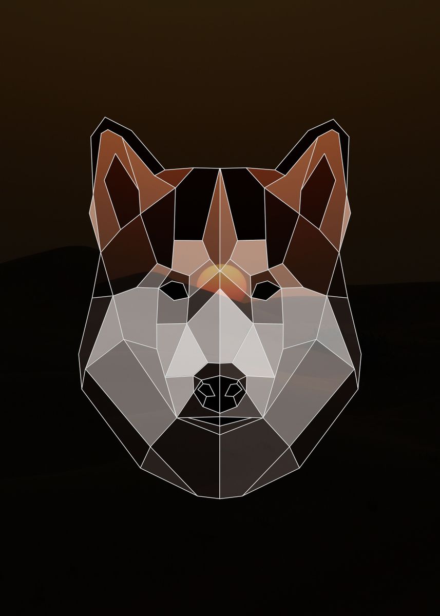 'Geometric Husky' Poster, picture, metal print, paint by Jay Diloy ...