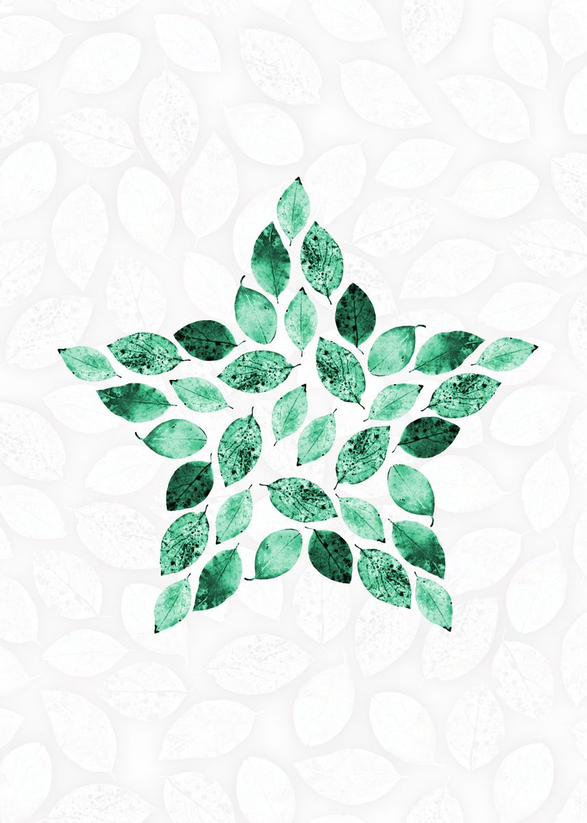 'Green Leaf Star Pattern' Poster by Patpatpatterns | Displate