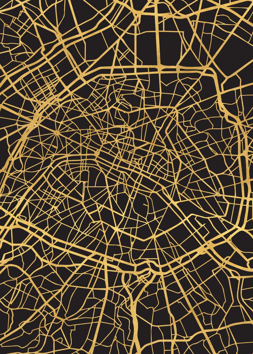 'Paris Map France Gold' Poster by Emiliano Deificus | Displate