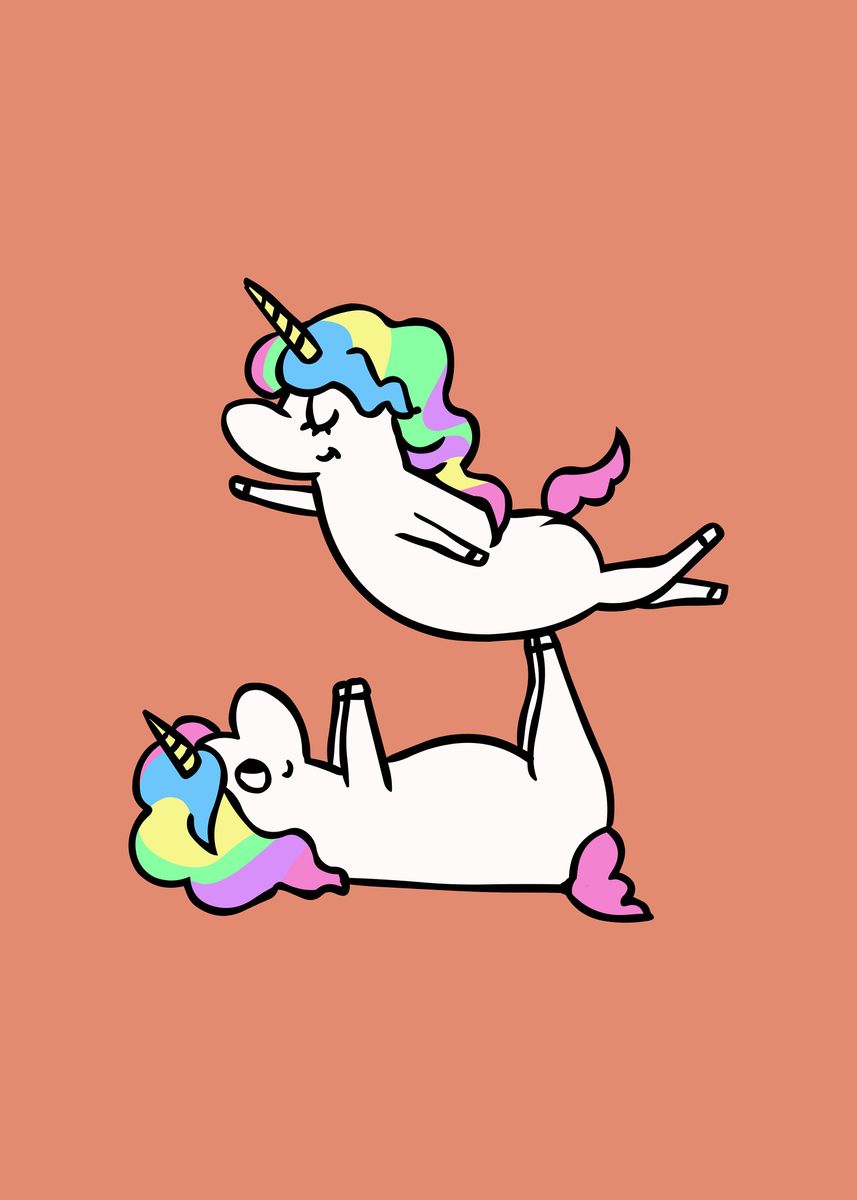 ' Acroyoga Unicorn' Poster, picture, metal print, paint by Chalermphol ...
