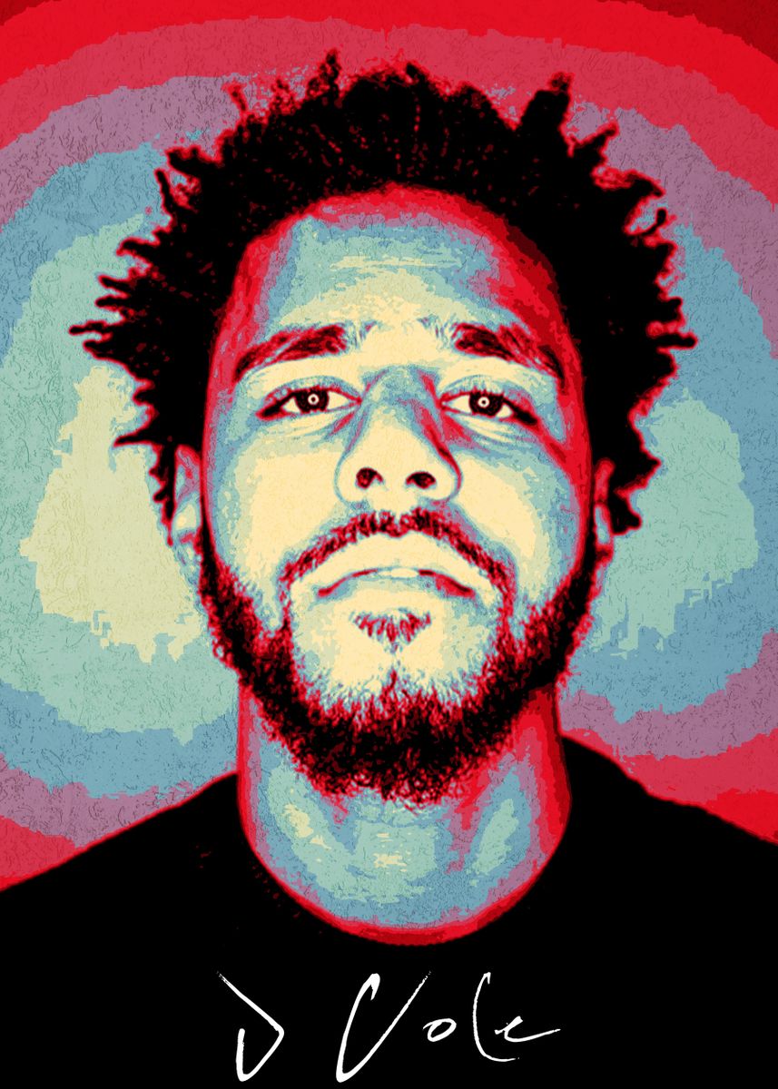 'J Cole' Poster, picture, metal print, paint by Anxhela Sufa | Displate