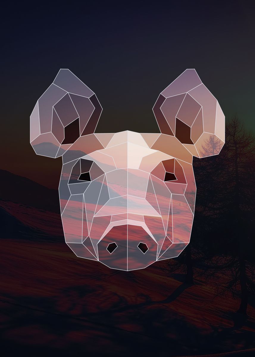'Geometric Pig' Poster, picture, metal print, paint by Jay Diloy | Displate