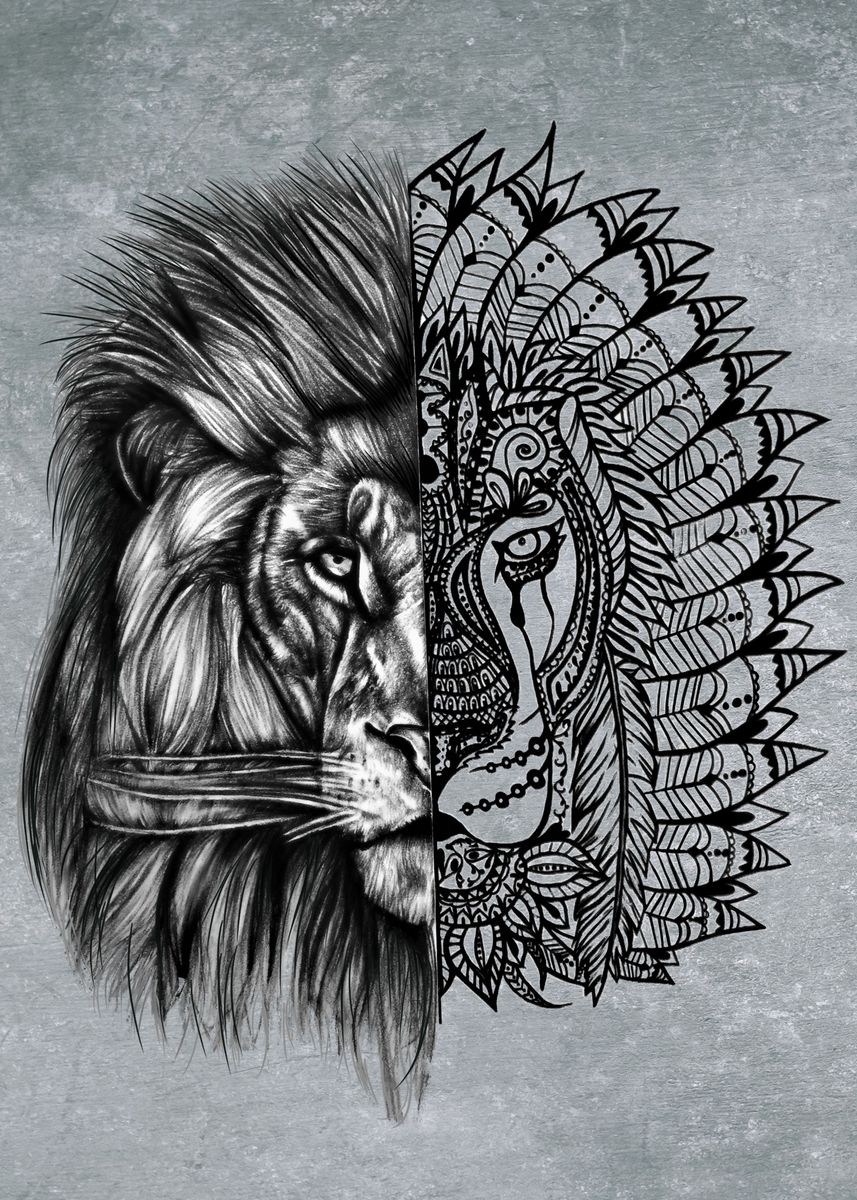 'Mandala Lion' Poster by Mariachiara Dalpozzo | Displate