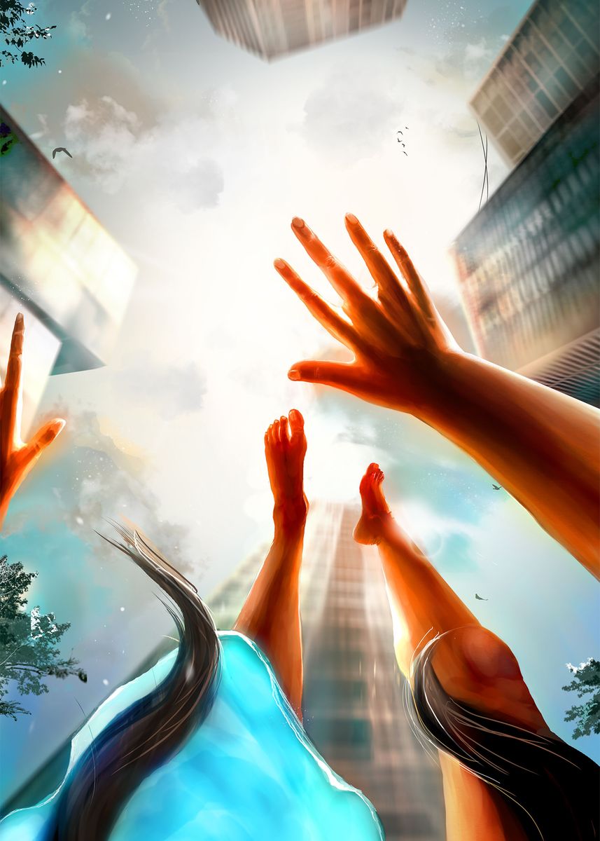 'Free fall' Poster, picture, metal print, paint by Quid Pro Quo | Displate