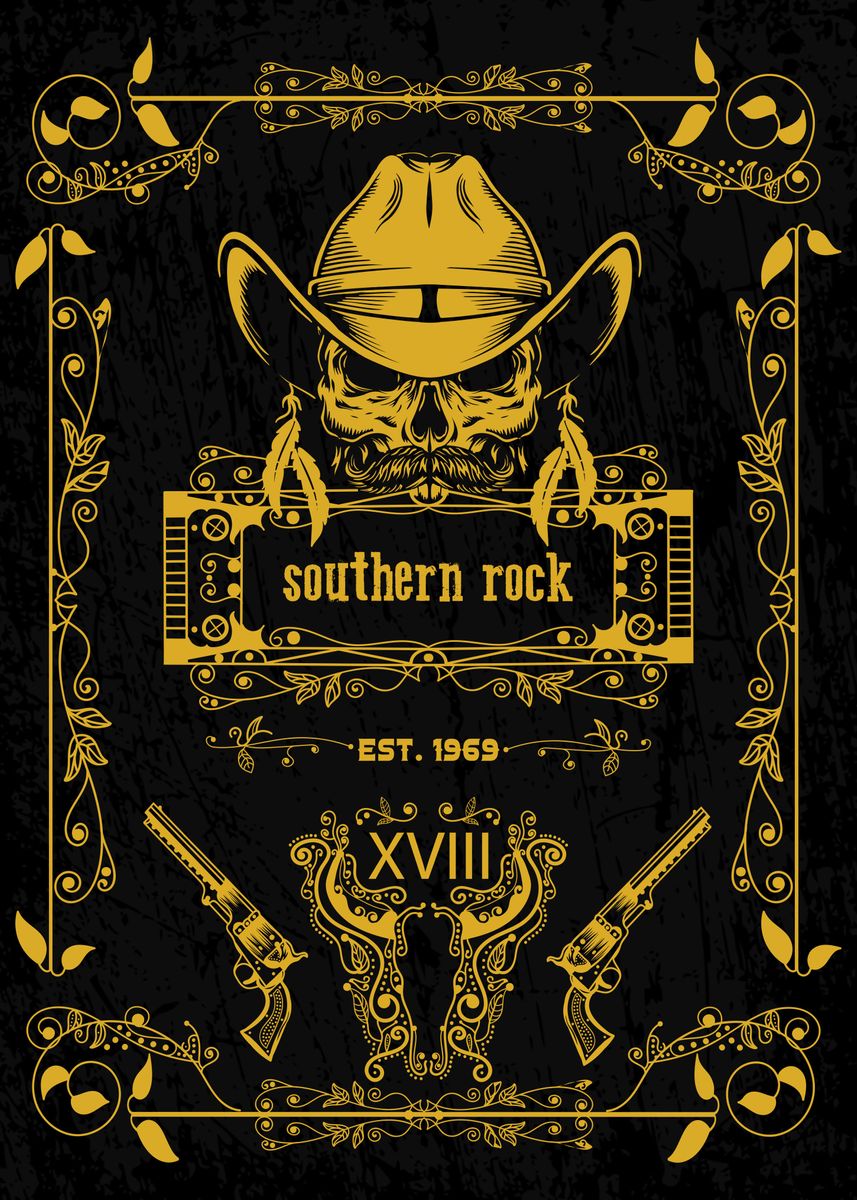 'Country Cowboy Skull' Poster, picture, metal print, paint by Don Shop ...