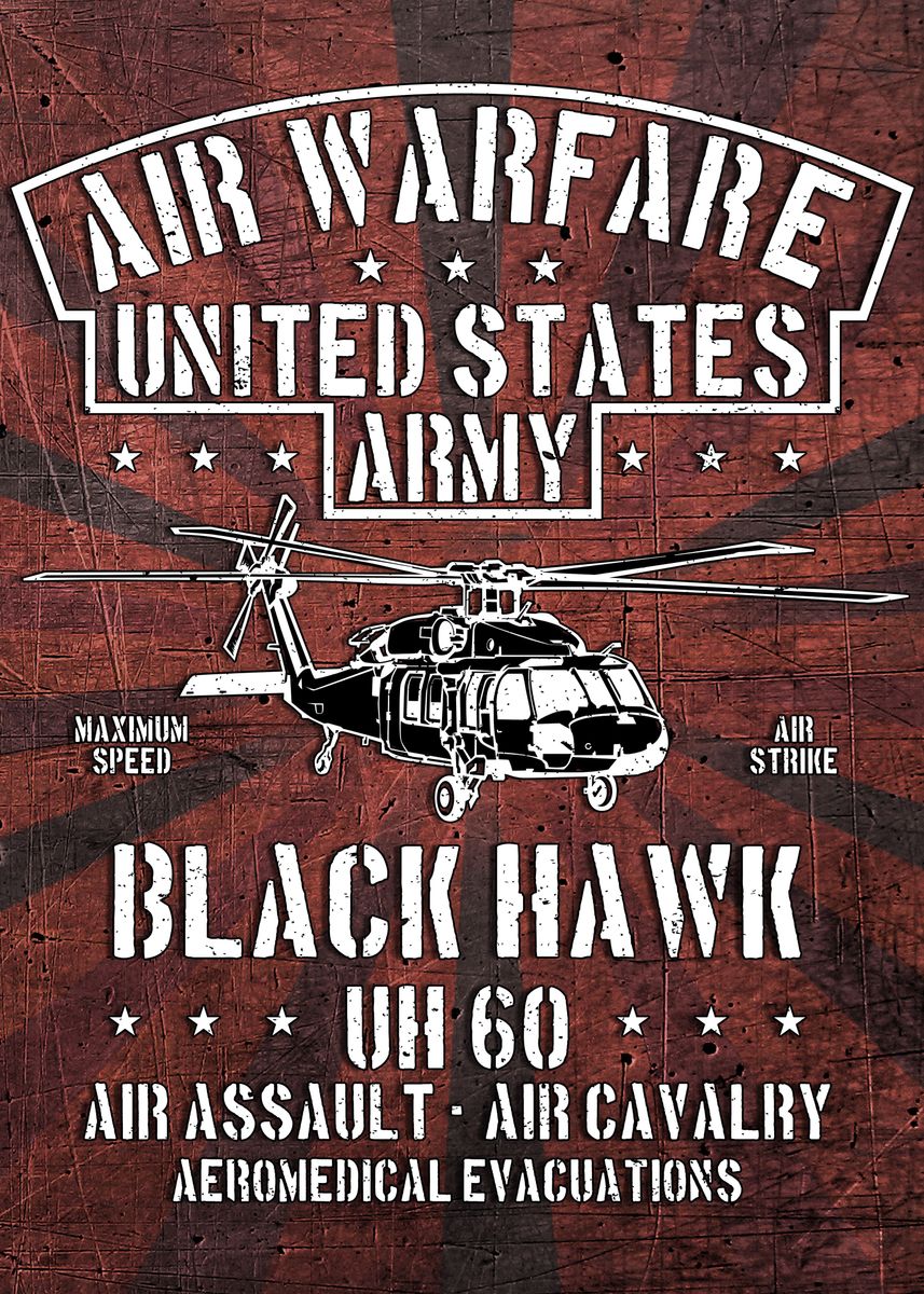 ' Black Hawk USA Air Force ' Poster, picture, metal print, paint by М ...
