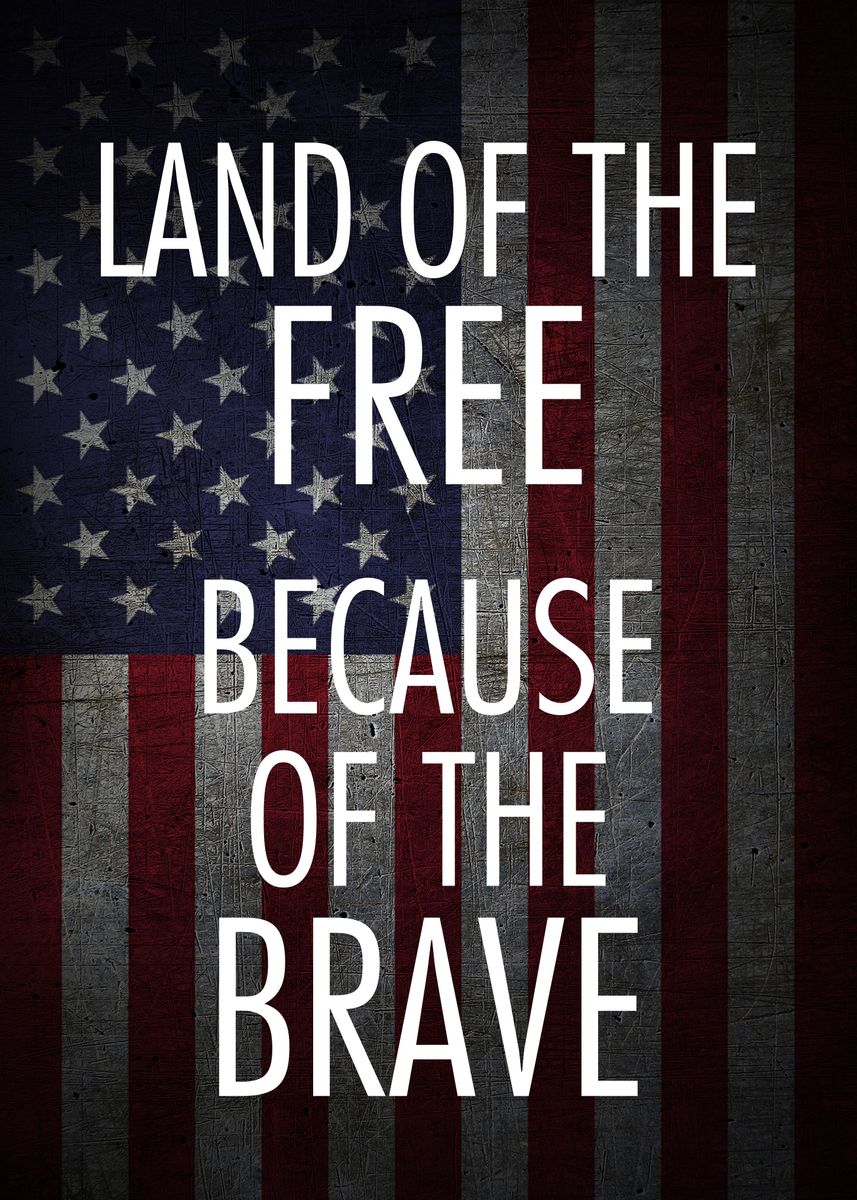 'Land of the Free US Flag' Poster, picture, metal print, paint by ...