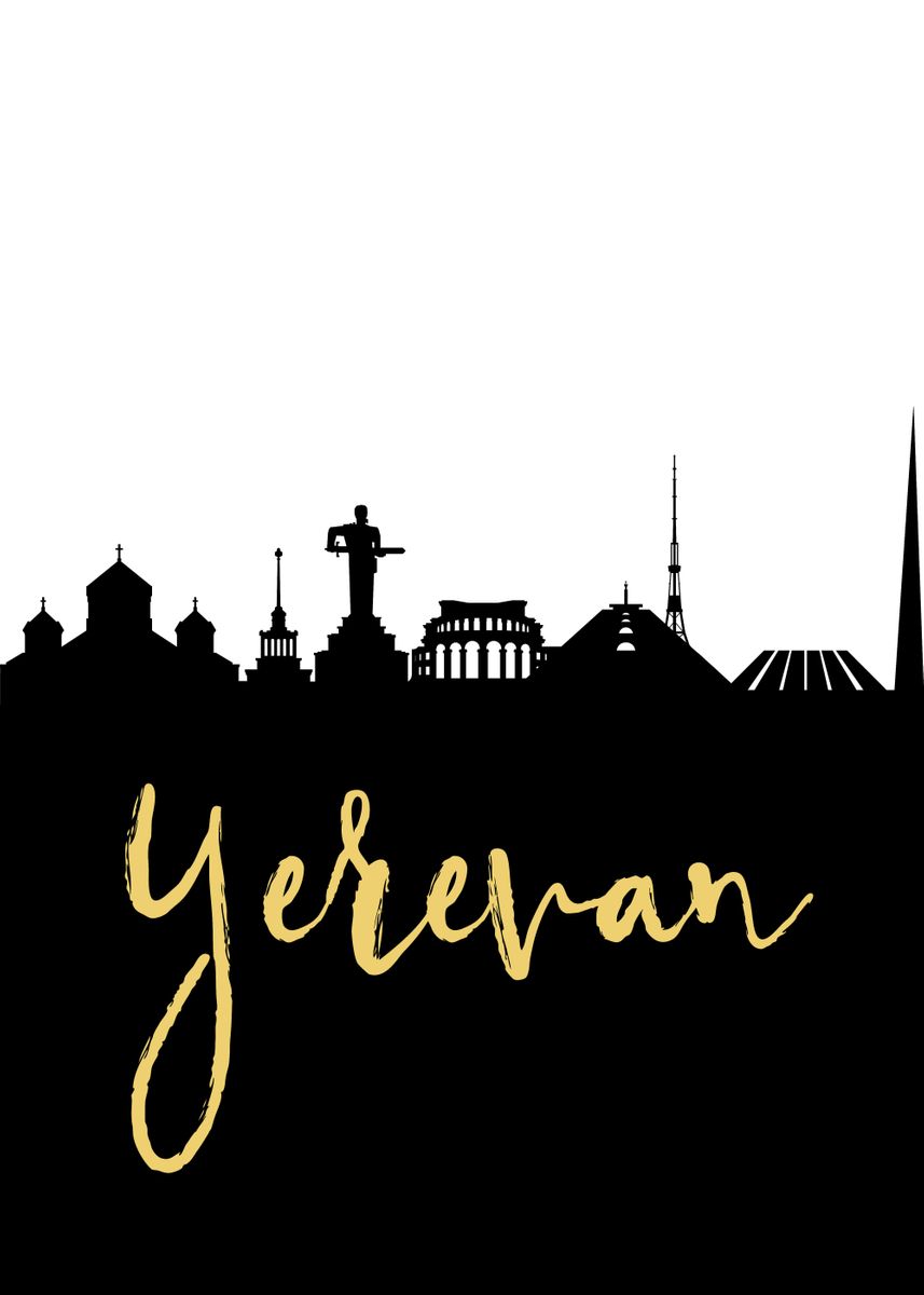 'Yerevan Skyline Armenia' Poster, picture, metal print, paint by ...