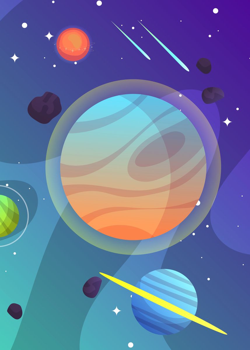 'Adventure Planets art 3' Poster by Chromajestic | Displate