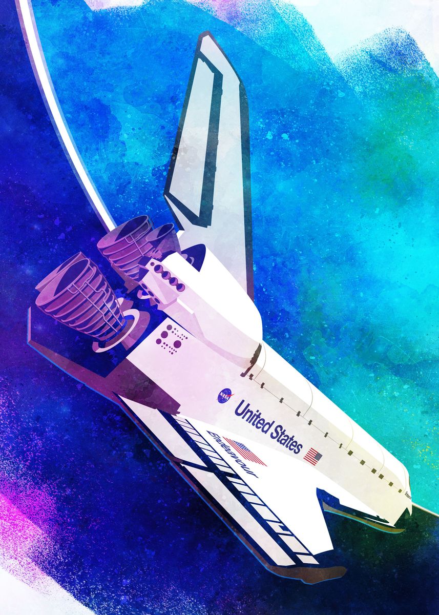 'Space Shuttle Endeavour' Poster, picture, metal print, paint by ...
