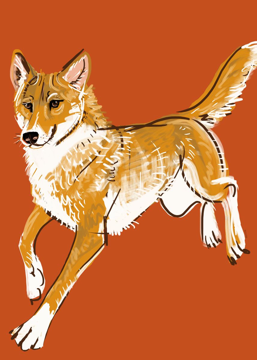 'Ginger Alpine Dingo' Poster, picture, metal print, paint by Belette Le ...