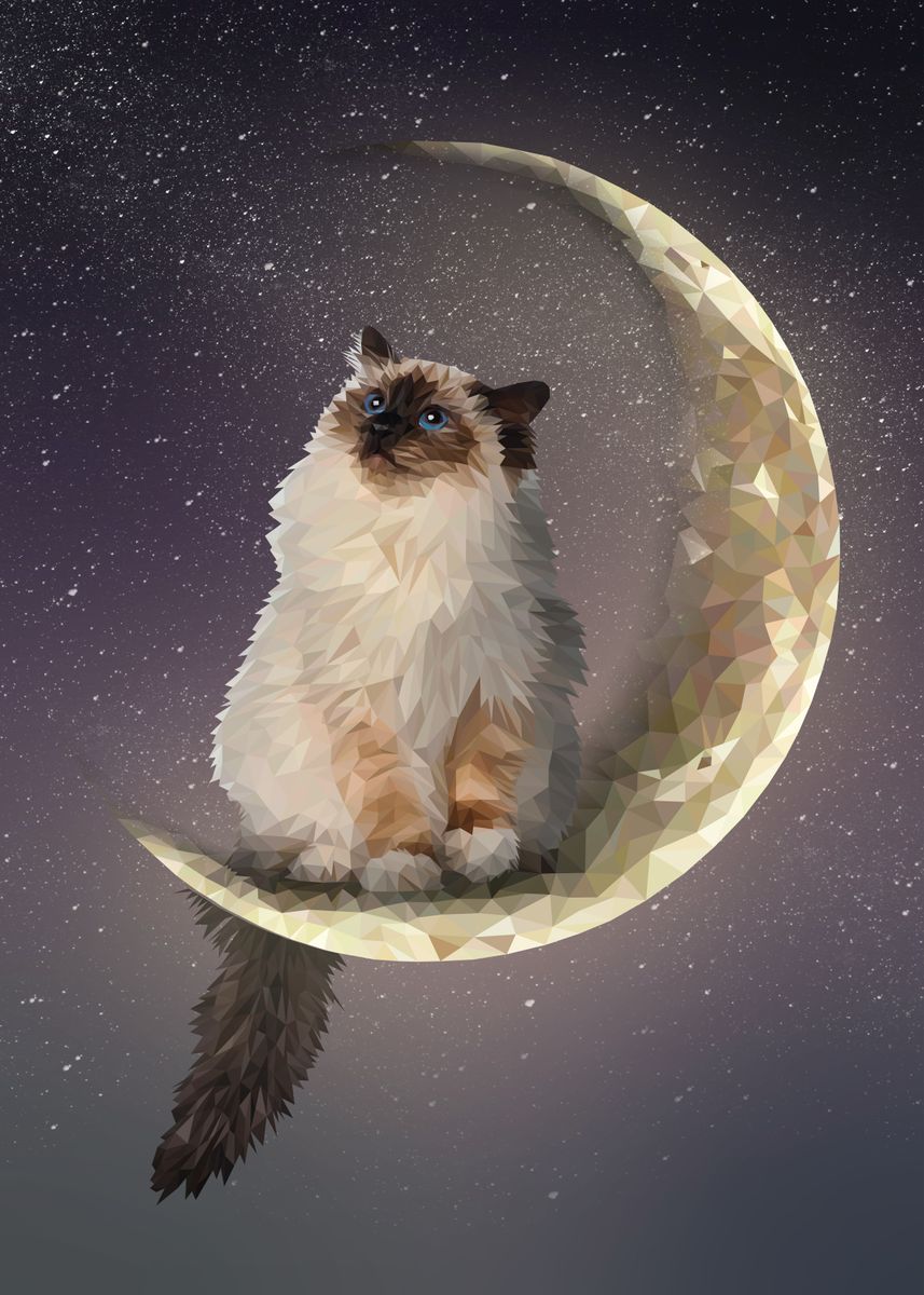 'Moon Cat' Poster by Verena Tapper | Displate