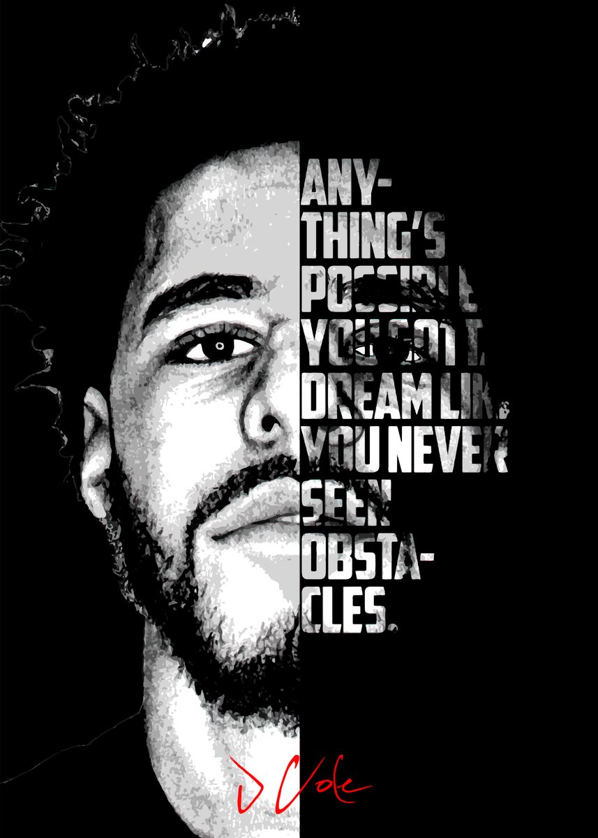 'J Cole' Poster, picture, metal print, paint by BnWDesigner | Displate