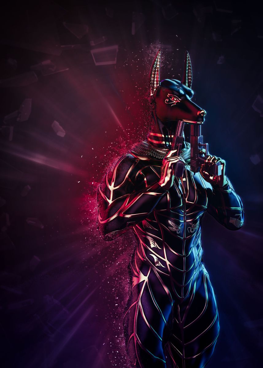 'Anubis with Guns' Poster, picture, metal print, paint by Jonathan Tred ...