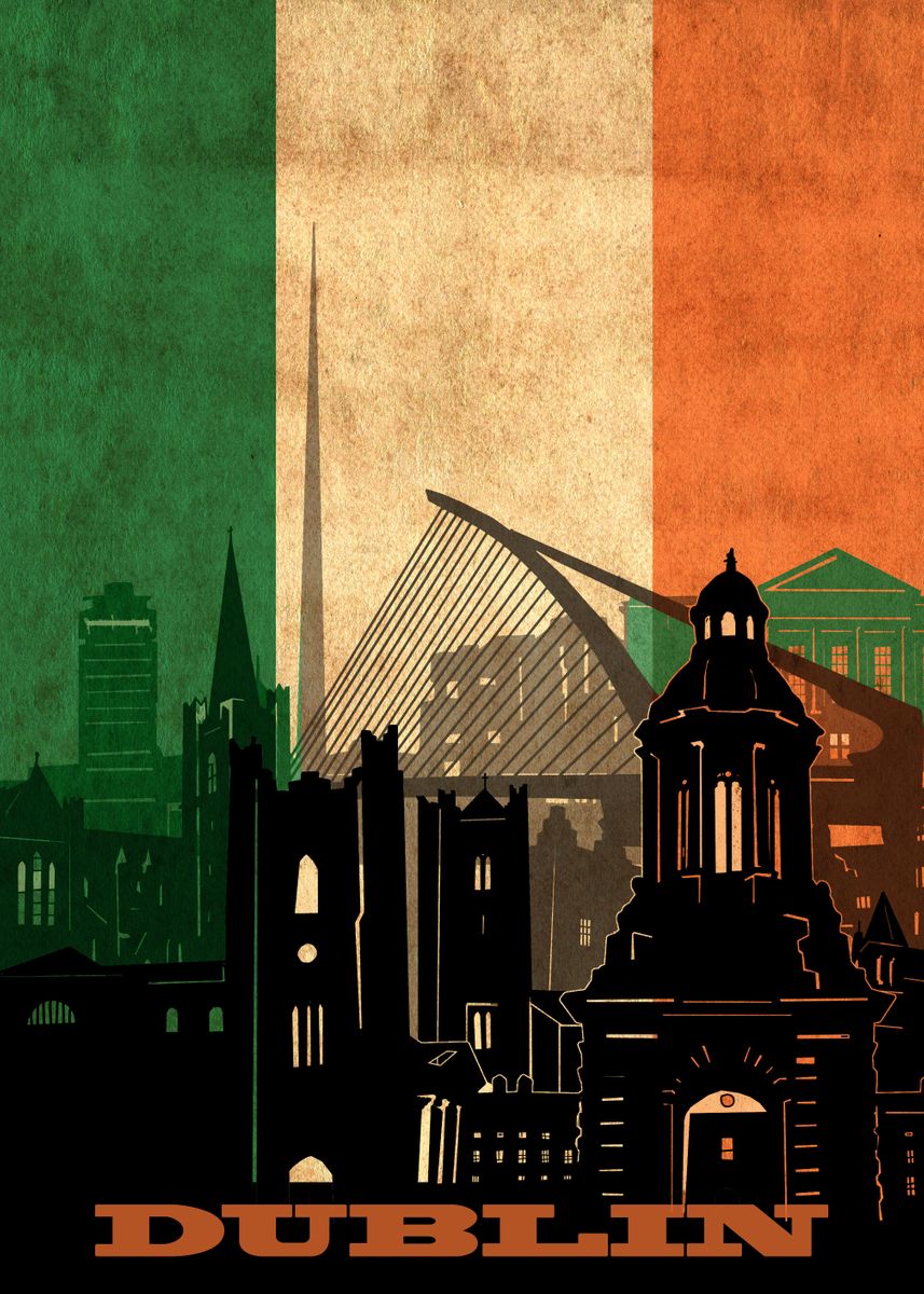 'dublin city flag' Poster by Bekim Art | Displate