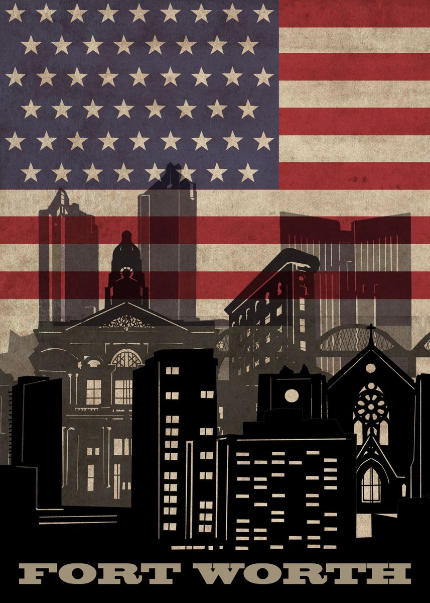 'fort worth city flag' Poster, picture, metal print, paint by Bekim Art ...
