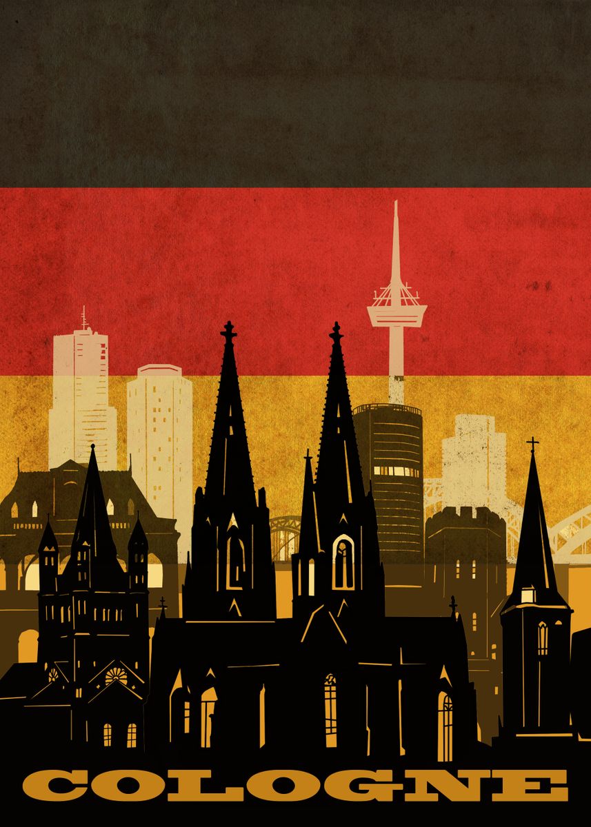 'cologne city flag' Poster, picture, metal print, paint by Bekim Art ...