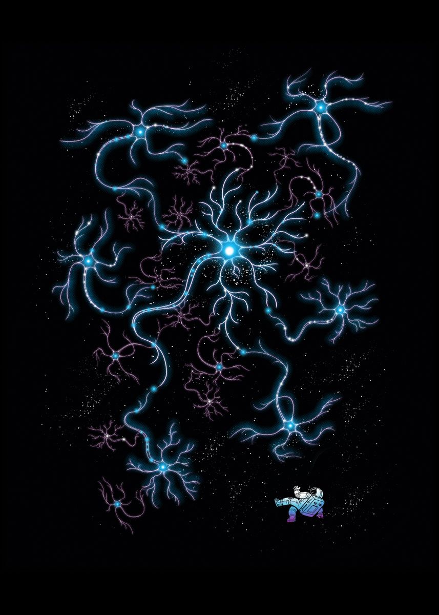 'Neuron Galaxy' Poster, picture, metal print, paint by Tobias Fonseca | Displate