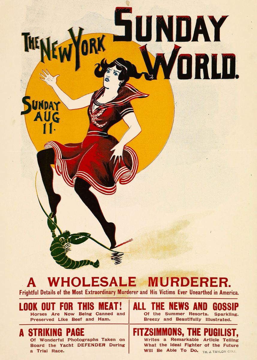 'THE SUNDAY WORLD 11 AUG' Poster, picture, metal print, paint by Drama ...