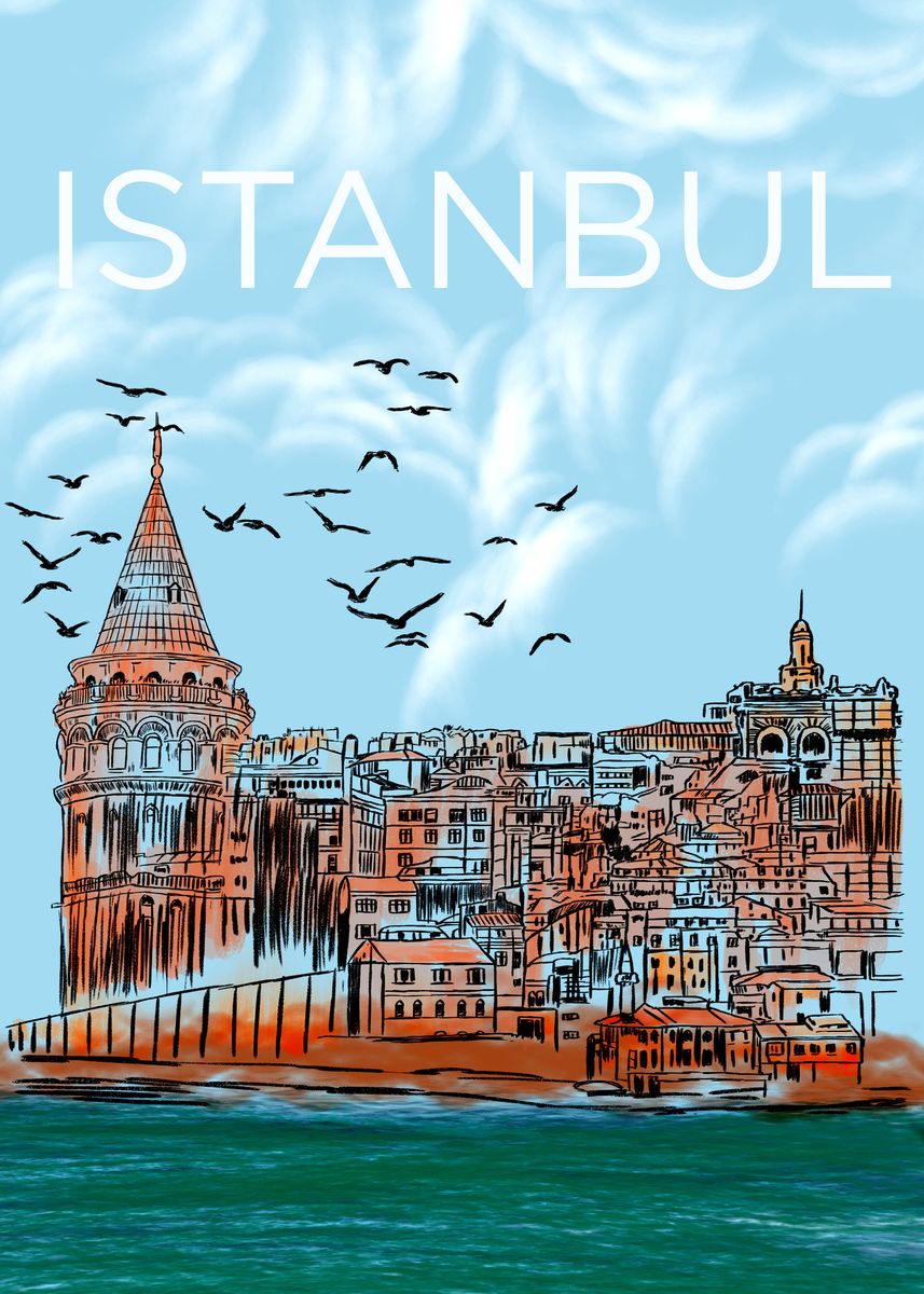 'Istanbul City Skyline' Poster by MD Shafiqul Islam | Displate