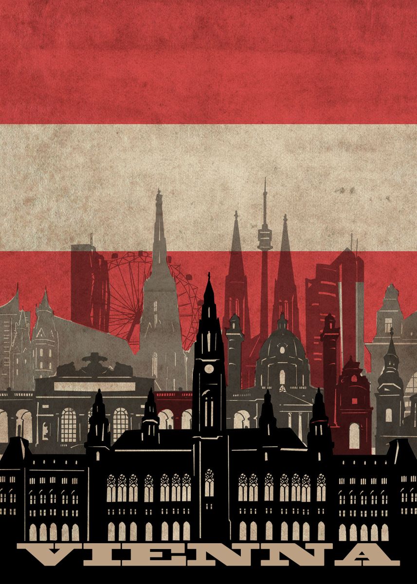 'vienna city flag' Poster, picture, metal print, paint by Bekim Art ...