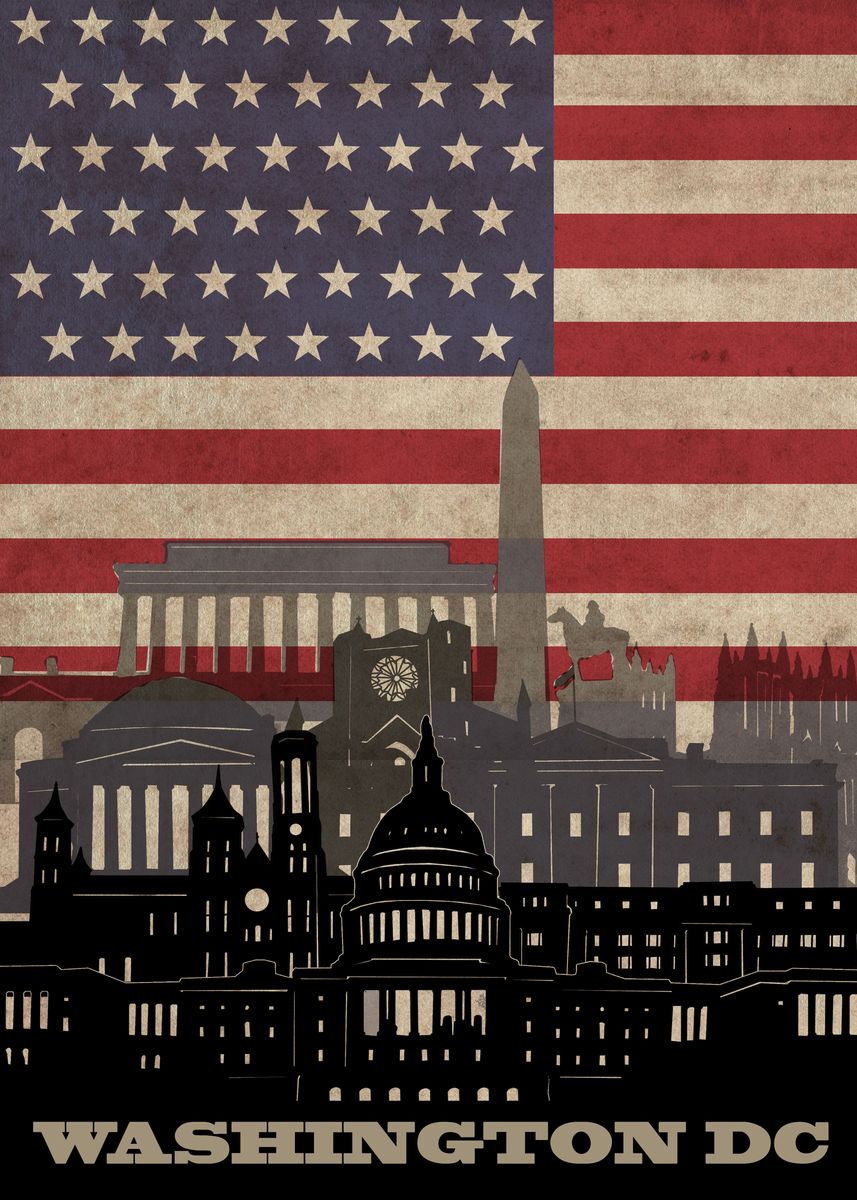 'washington dc city flag' Poster, picture, metal print, paint by Bekim ...