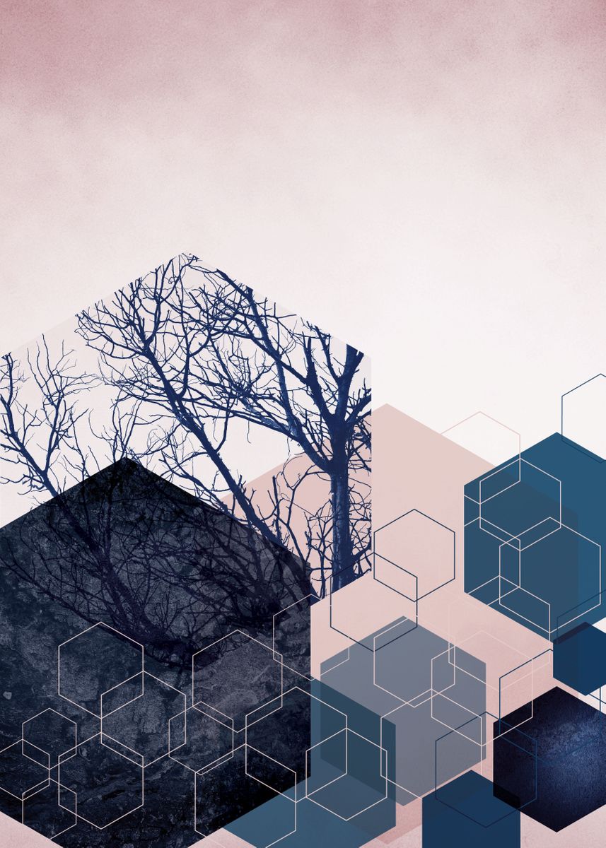 'Hexagon Landscape' Poster, picture, metal print, paint by Urban ...