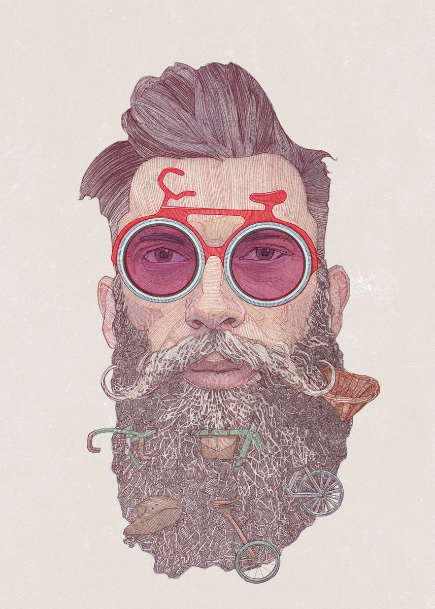 'Hipster Dude' Poster, picture, metal print, paint by Stavros Damos ...