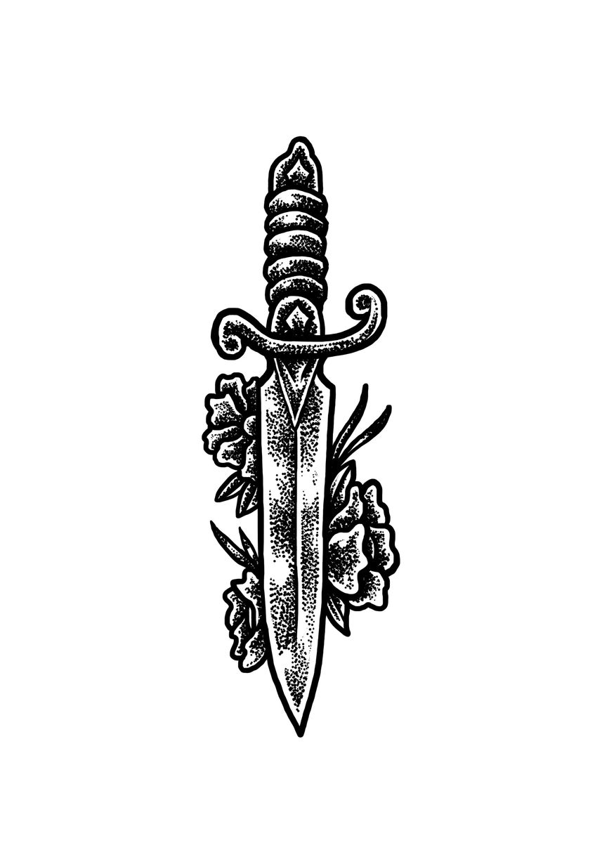 'Blade Sword dot work' Poster, picture, metal print, paint by design by ...