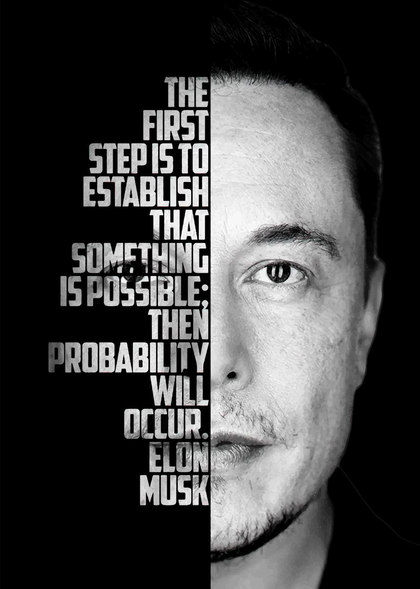 'Elon Musk' Poster, picture, metal print, paint by BnWDesigner | Displate