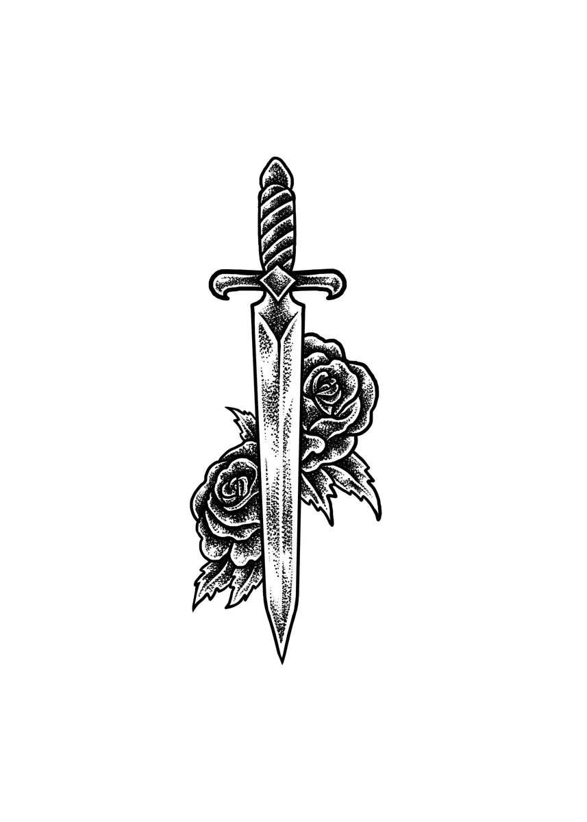 'Blade Sword dot work' Poster, picture, metal print, paint by design by ...