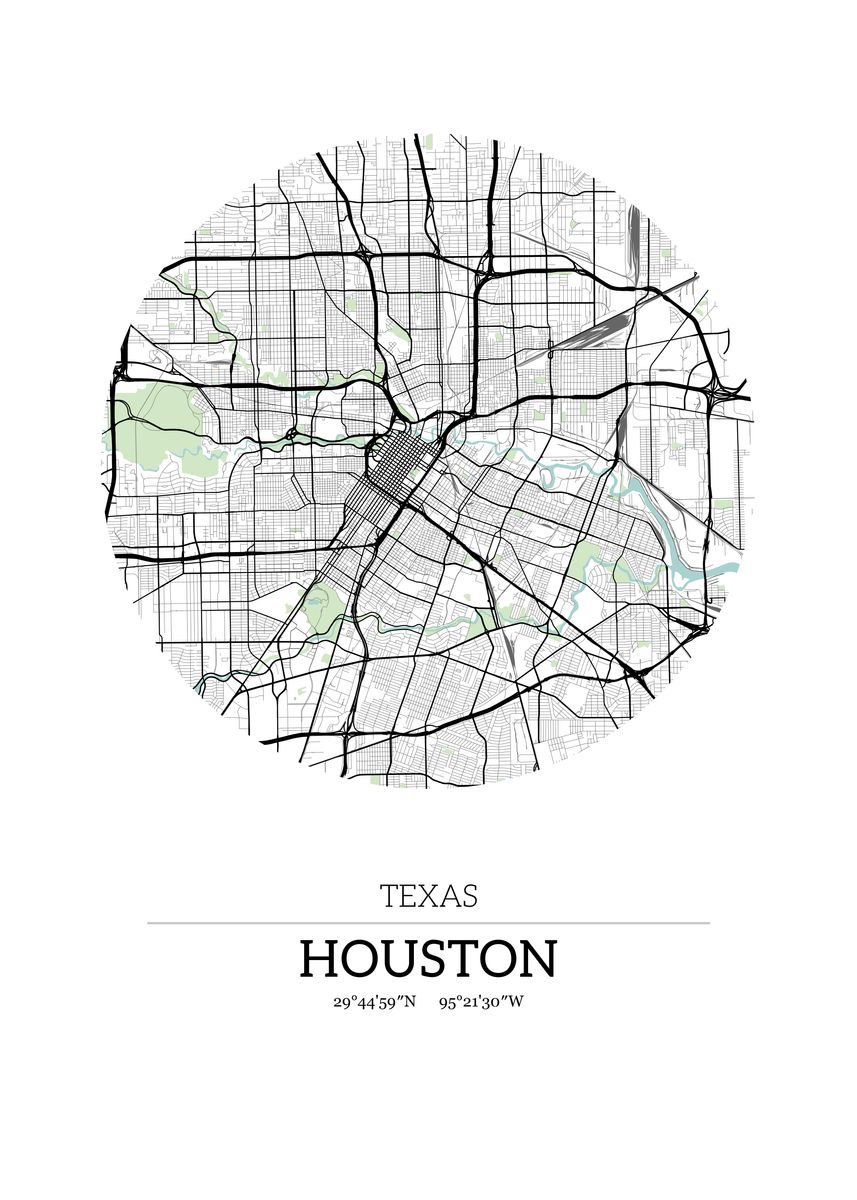 'Houston Texas City Map ' Poster, picture, metal print, paint by Dany ...