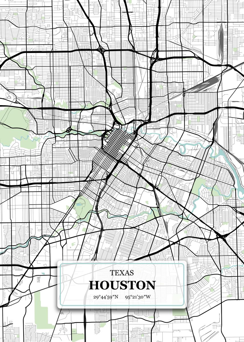 'Houston Texas City Map' Poster, picture, metal print, paint by Dany ...
