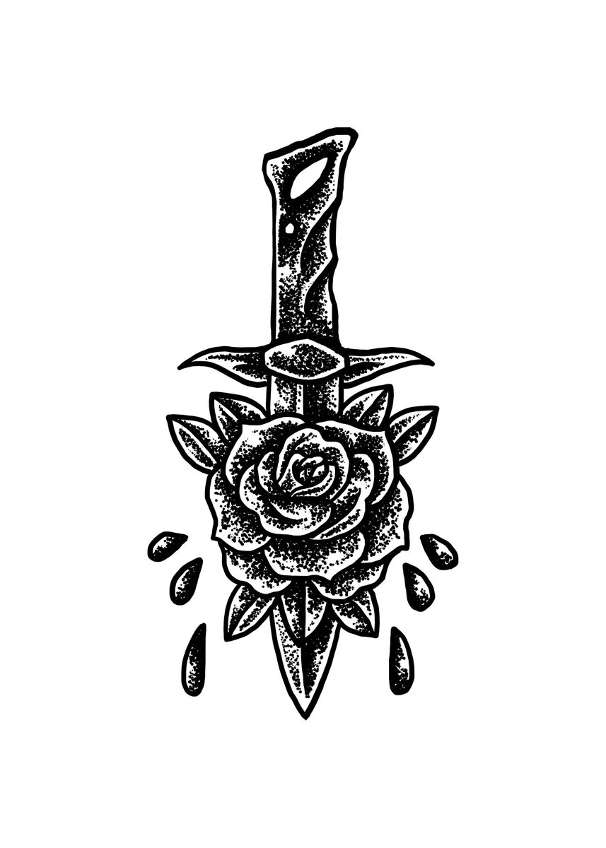'Blade Sword dot work' Poster, picture, metal print, paint by design by ...