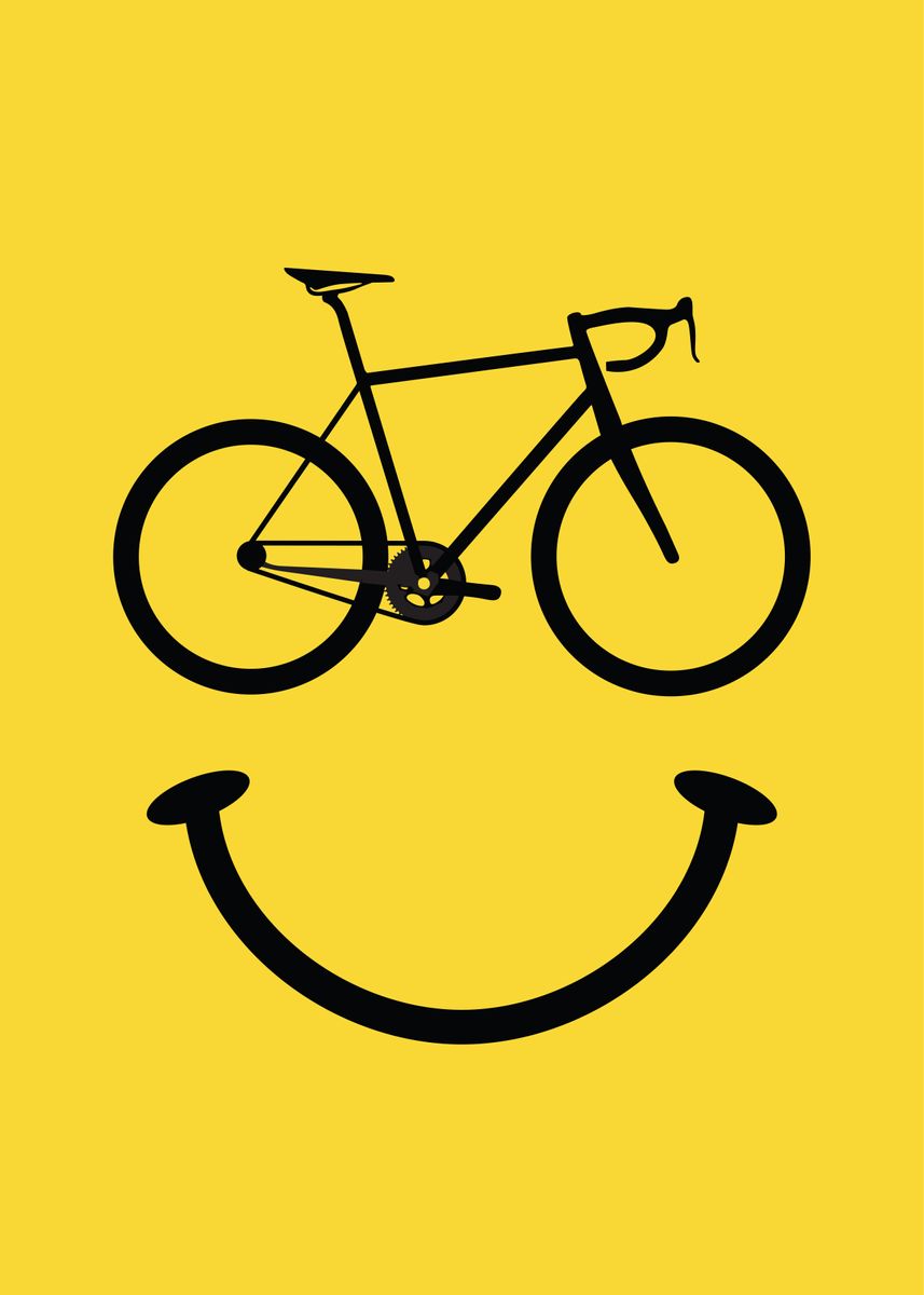 'Bicycle Smiley Face' Poster, picture, metal print, paint by Clark ...