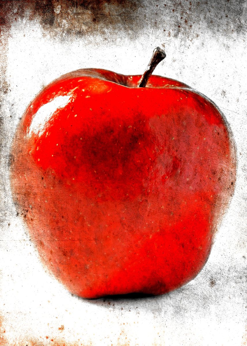 'Black and Red Apple 03' Poster, picture, metal print, paint by Dave ...