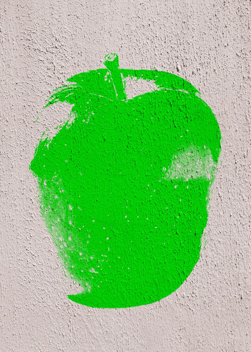 'Green Graffiti Apple 02' Poster by Dave Foster | Displate