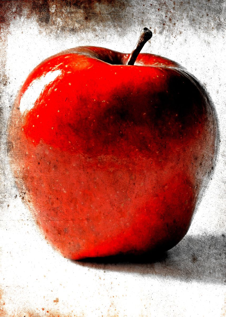 'Black and Red Apple 06' Poster, picture, metal print, paint by Dave ...