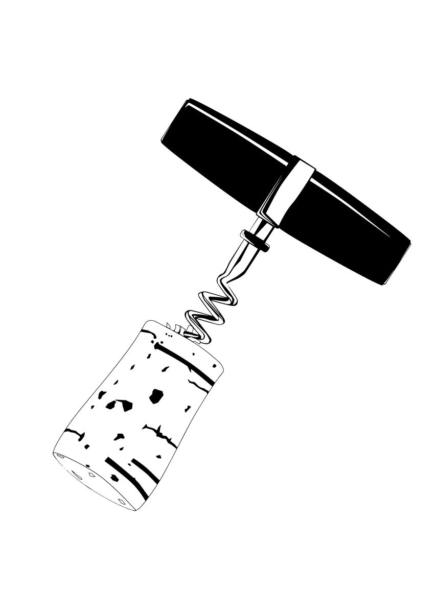 'Corkscrew and Cork Drawing' Poster by HomeStead Digital | Displate