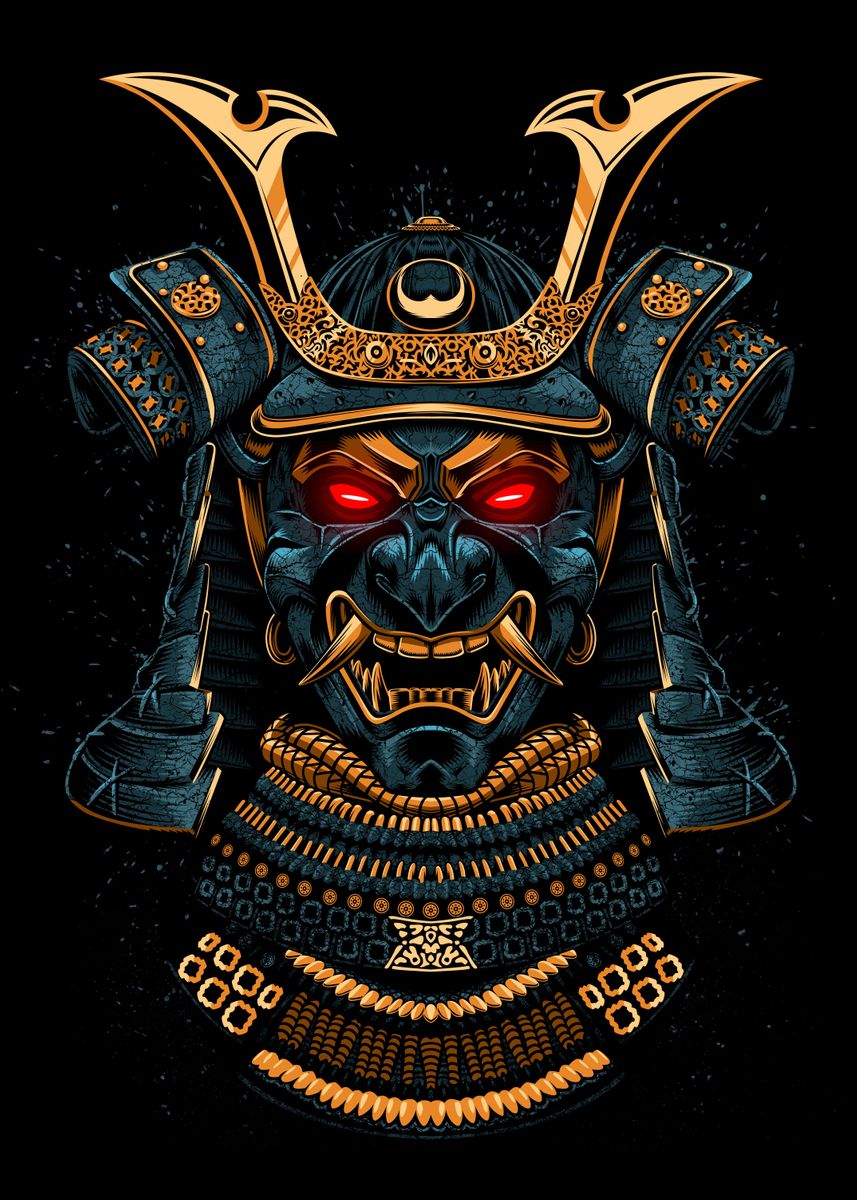 'Awesome Samurai Gold' Poster, picture, metal print, paint by Alberto ...