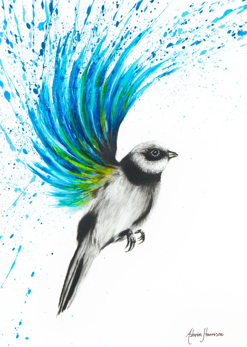 'Turquoise Finch' Poster, picture, metal print, paint by Ashvin ...