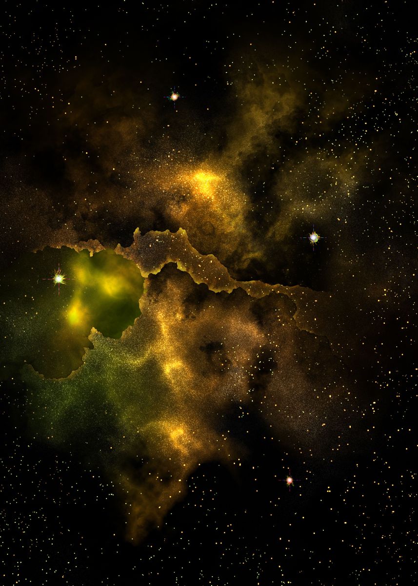 'Gold Rush Nebula' Poster, picture, metal print, paint by Yannick ...