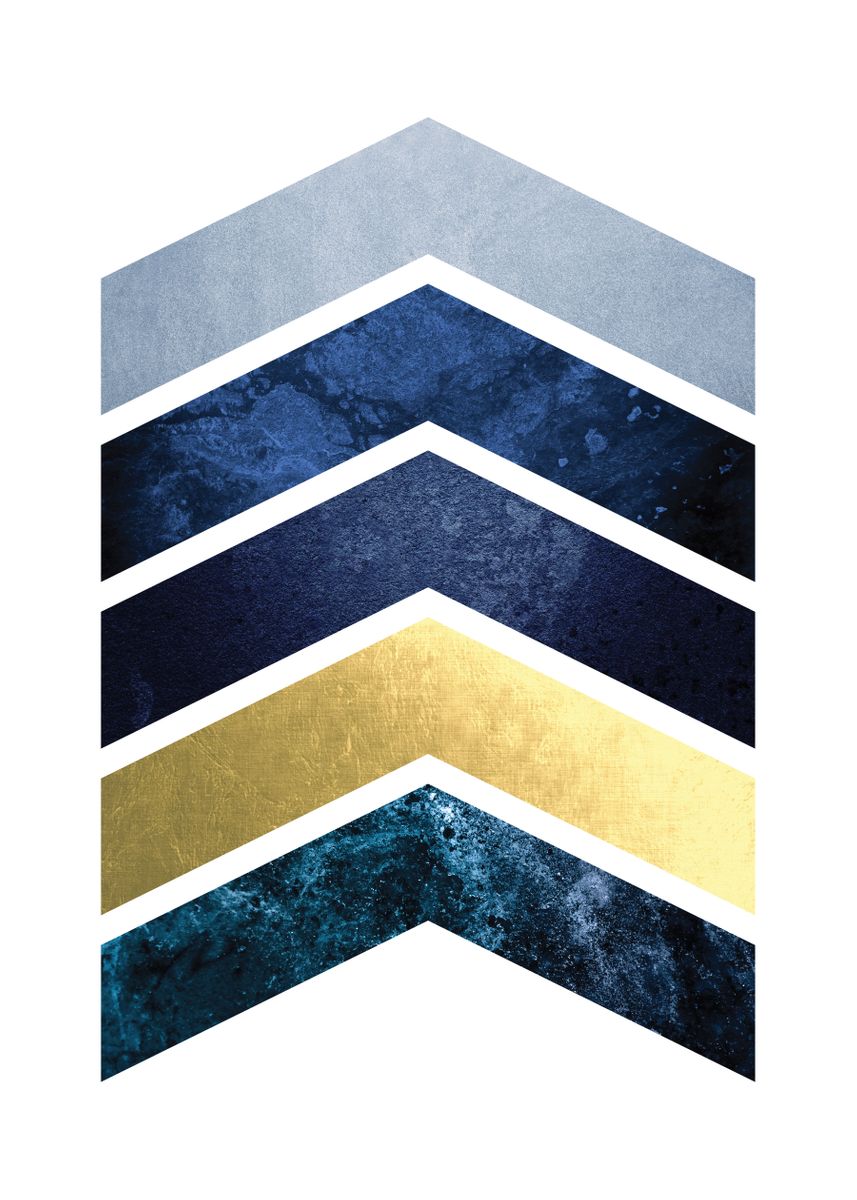 'Navy and Gold Chevrons' Poster, picture, metal print, paint by Urban ...